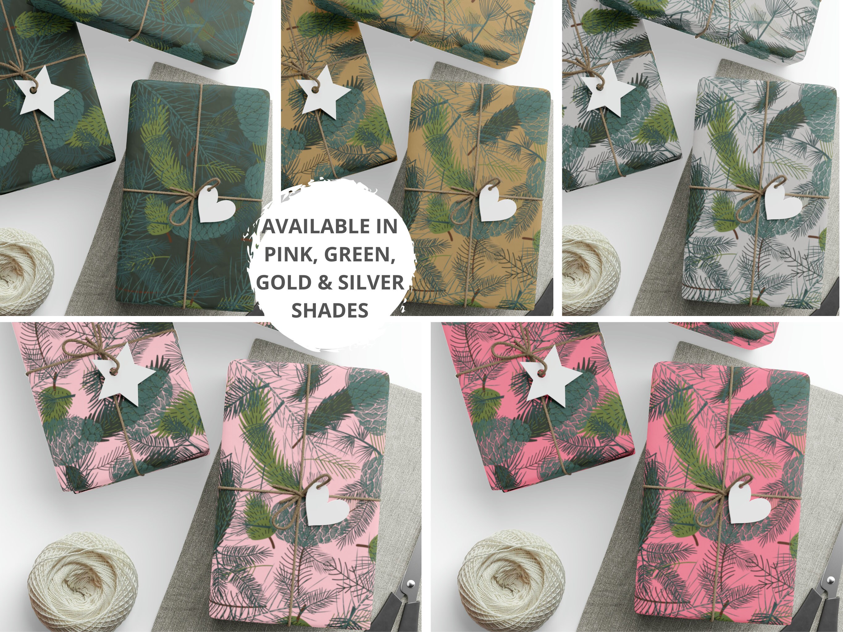 Wrapping Paper Spruce Tree Pine Tree Wrap Birthday Wrap Holiday Gift ...