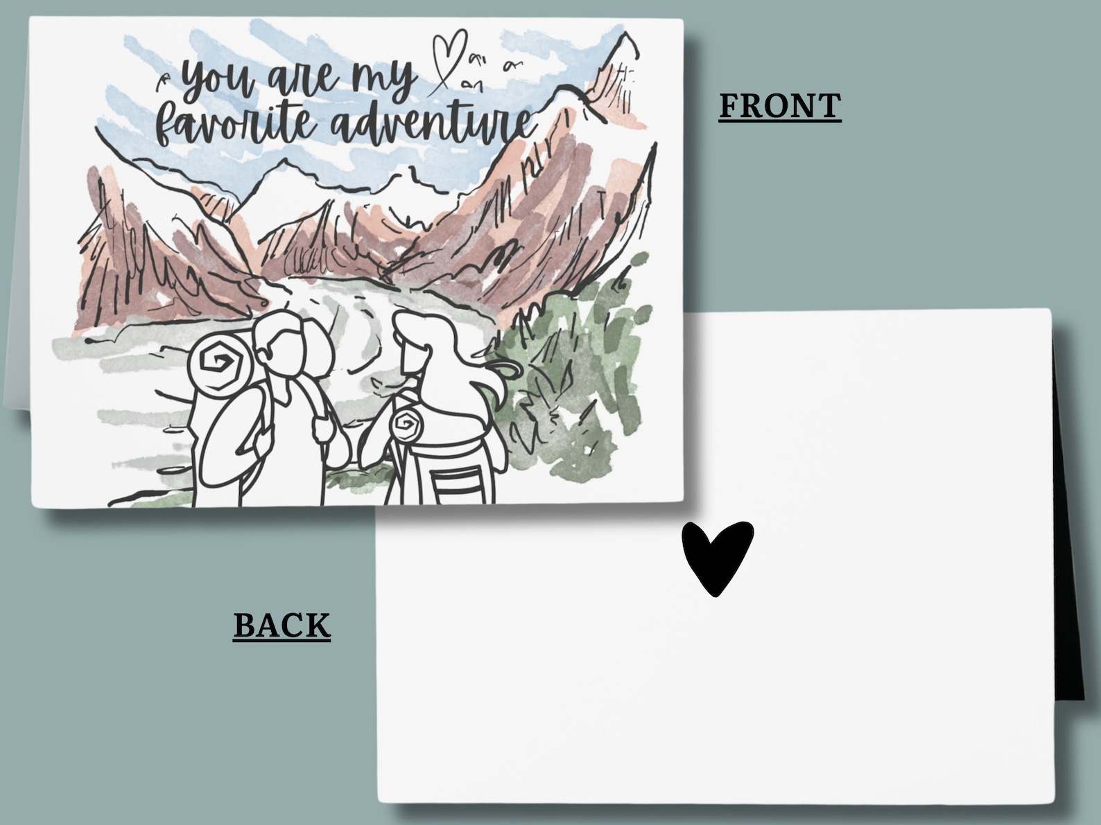 Watercolor Hiking Card – Anniversary, Valentine’s Day, Birthday Card ...