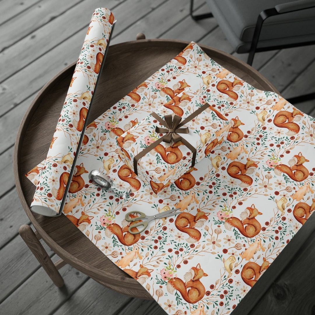 Woodland Animals Wrapping Paper New Baby Wrap Baby Shower Gift Wrap ...