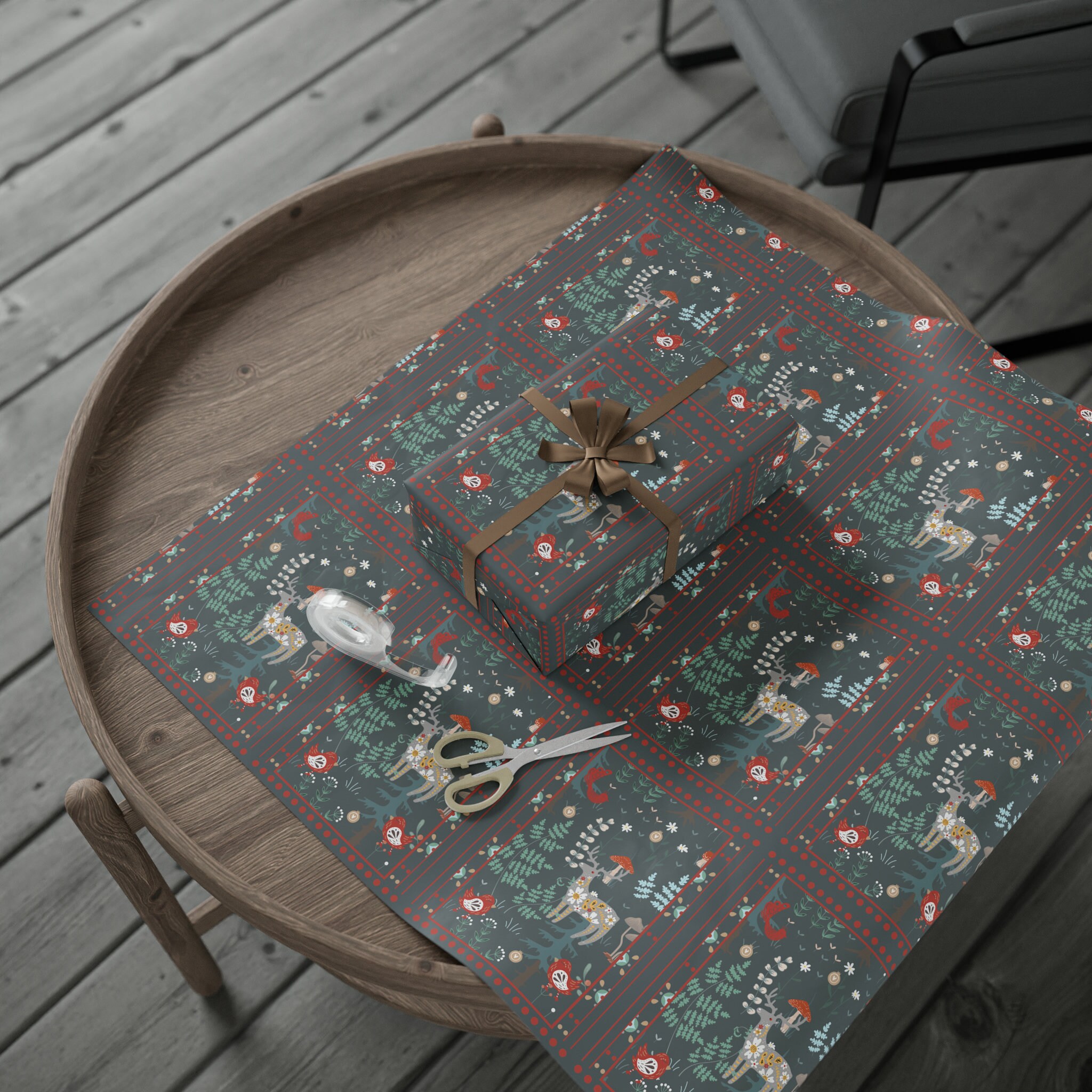 Scandinavian Wrapping Paper Cottage Core Hygge norwegian Folk Art ...