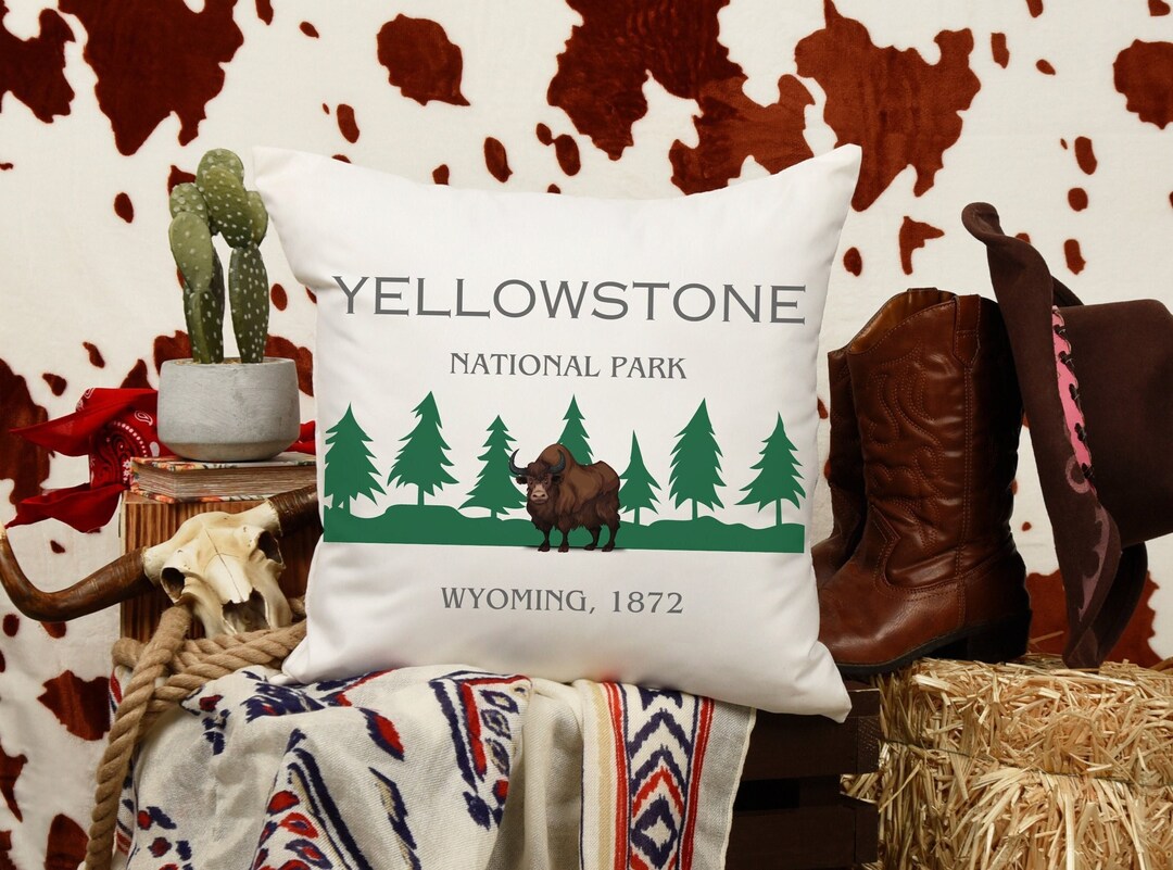 Yellowstone National Park Pillow | Yellowstone Throw Pillow | Square ...