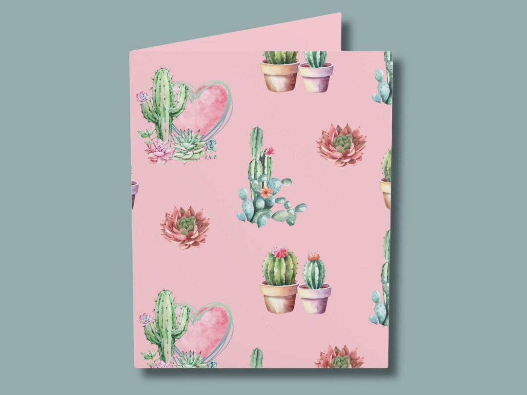 Cactus Greeting Card, Pink Western Floral Card, Birthday Mothers Day ...