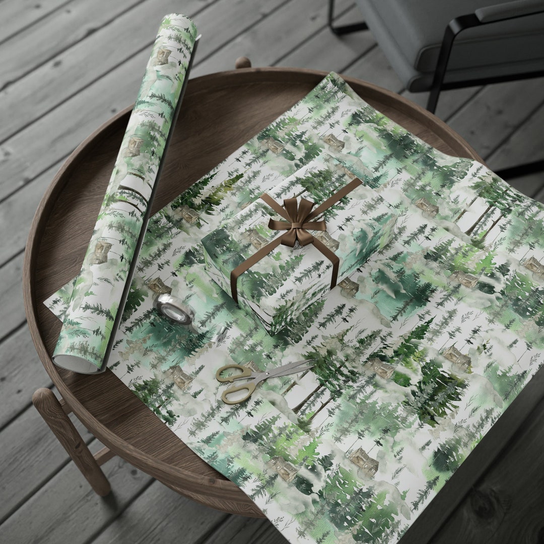 Woodland Forest Wrapping Paper| Evergreen Trees Gift Wrap| Fir Pine ...