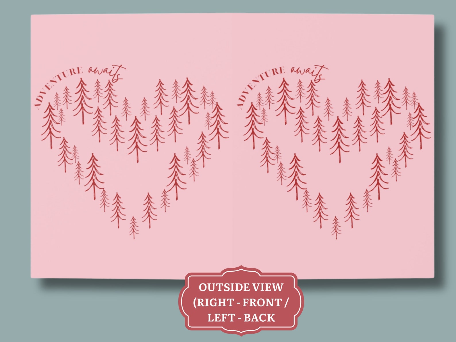 Valentines Day Card, Pine Tree Heart Design, Red Forest Nature Love ...