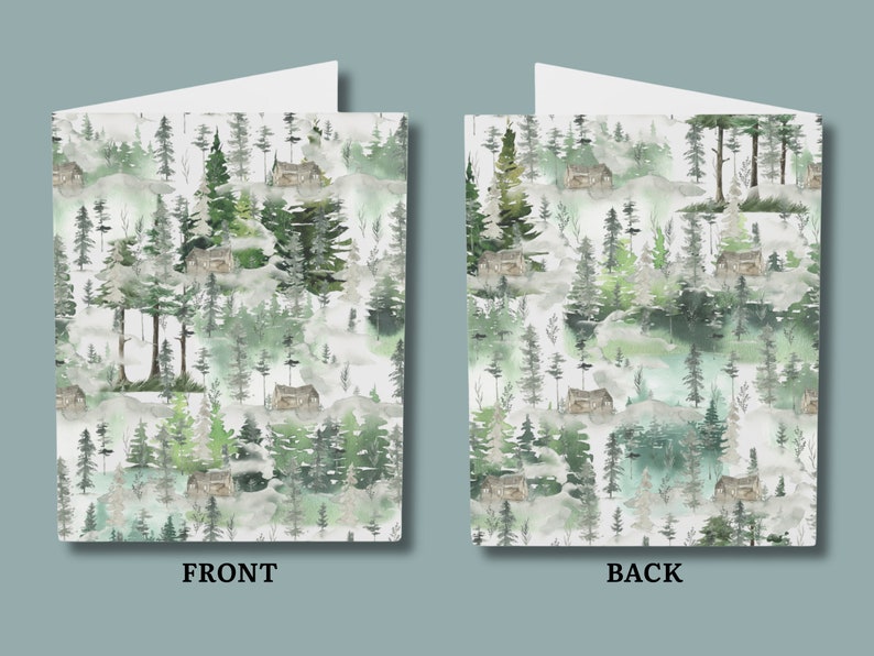 Greeting Card Evergreen Forest Birthday Card For Thank You Card Wedding ...