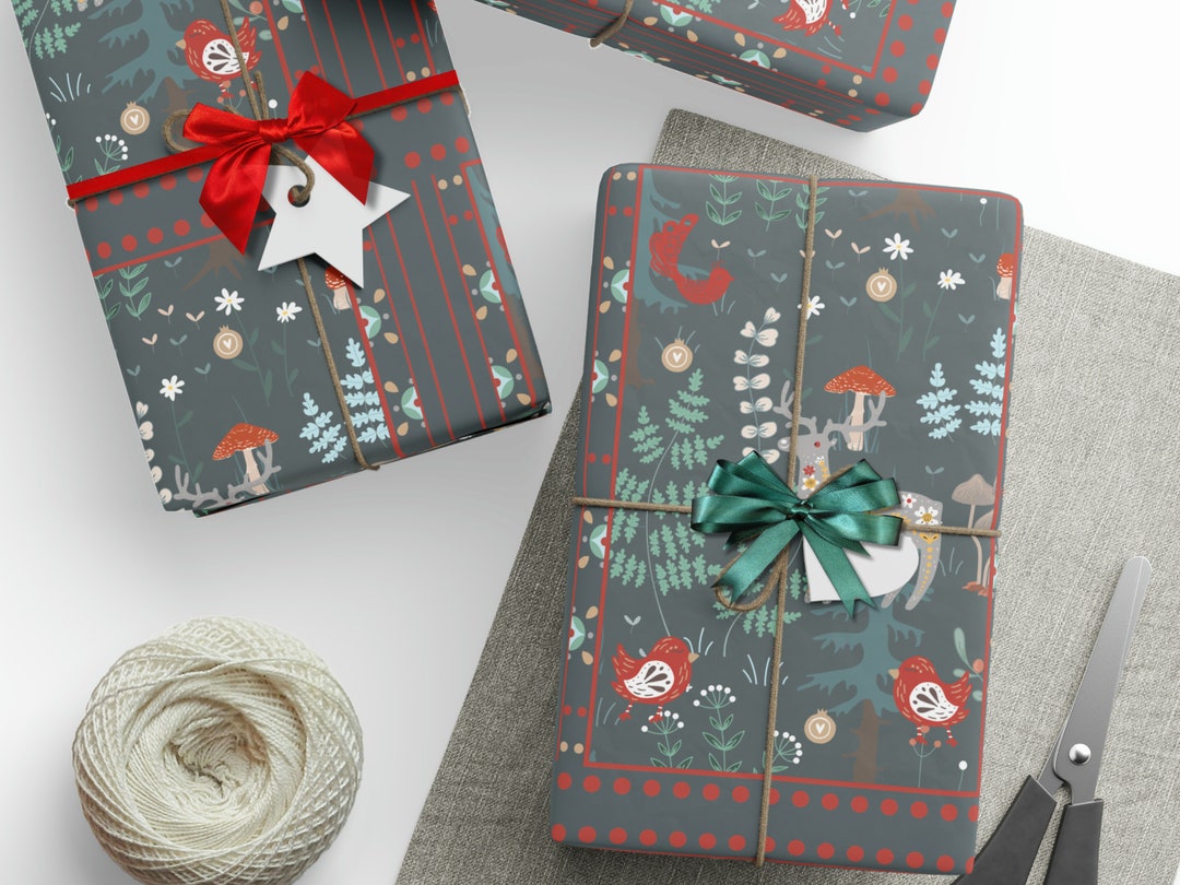 Scandinavian Wrapping Paper Cottage Core Hygge norwegian Folk Art ...