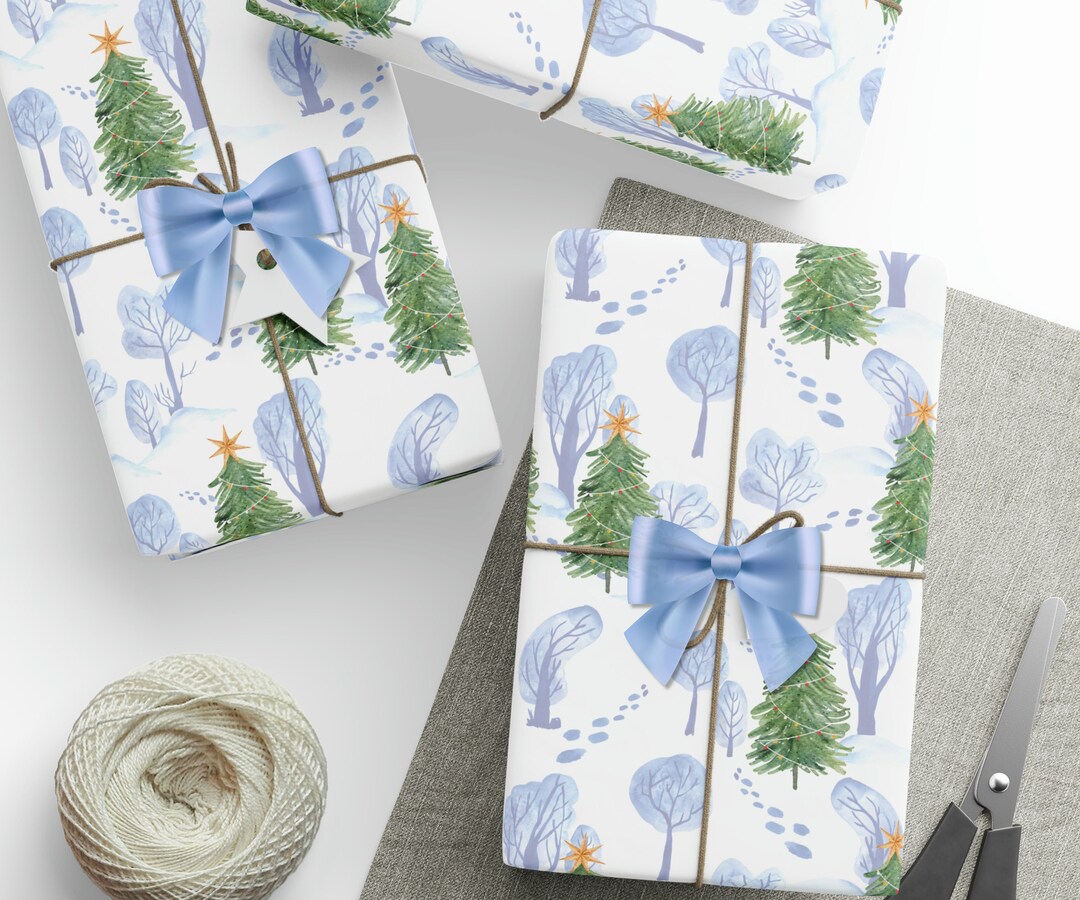 Evergreen Wrapping Paper Christmas Tree Gift Wrap Greenery Holiday Gift ...
