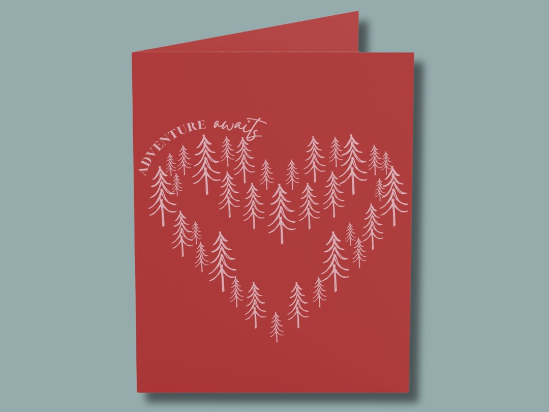 Pine Tree Card Set Adventure Awaits Card Valentine's Day Card Birthday ...