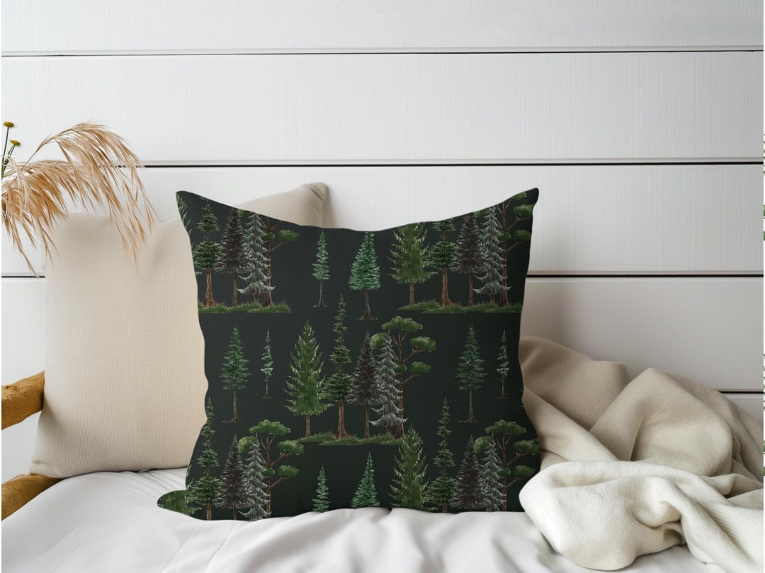Forest Decor Pillow| Evergreen Woodland Forest| Pine Tree Pillow ...