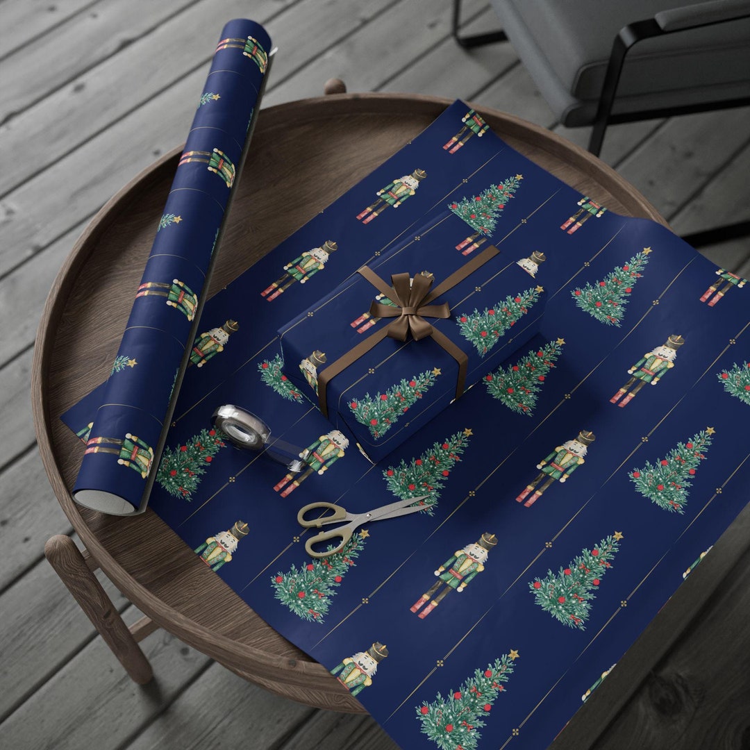 Christmas Wrapping Paper Navy Christmas Gift Wrap nutcracker Christmas ...