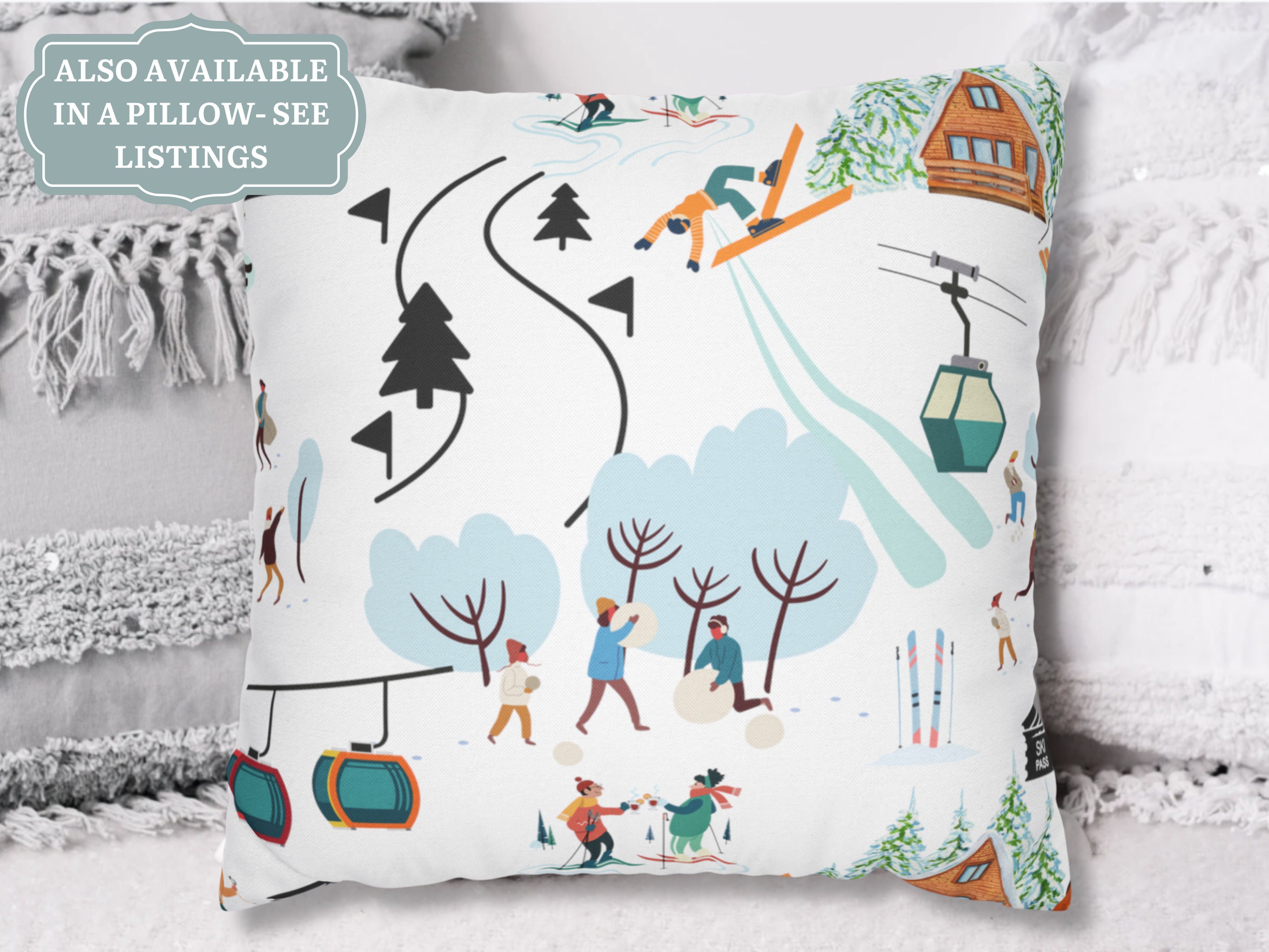 Wrapping Paper Skiers Gift Wrap Winter Birthday Wrap Christmas Wrapping ...