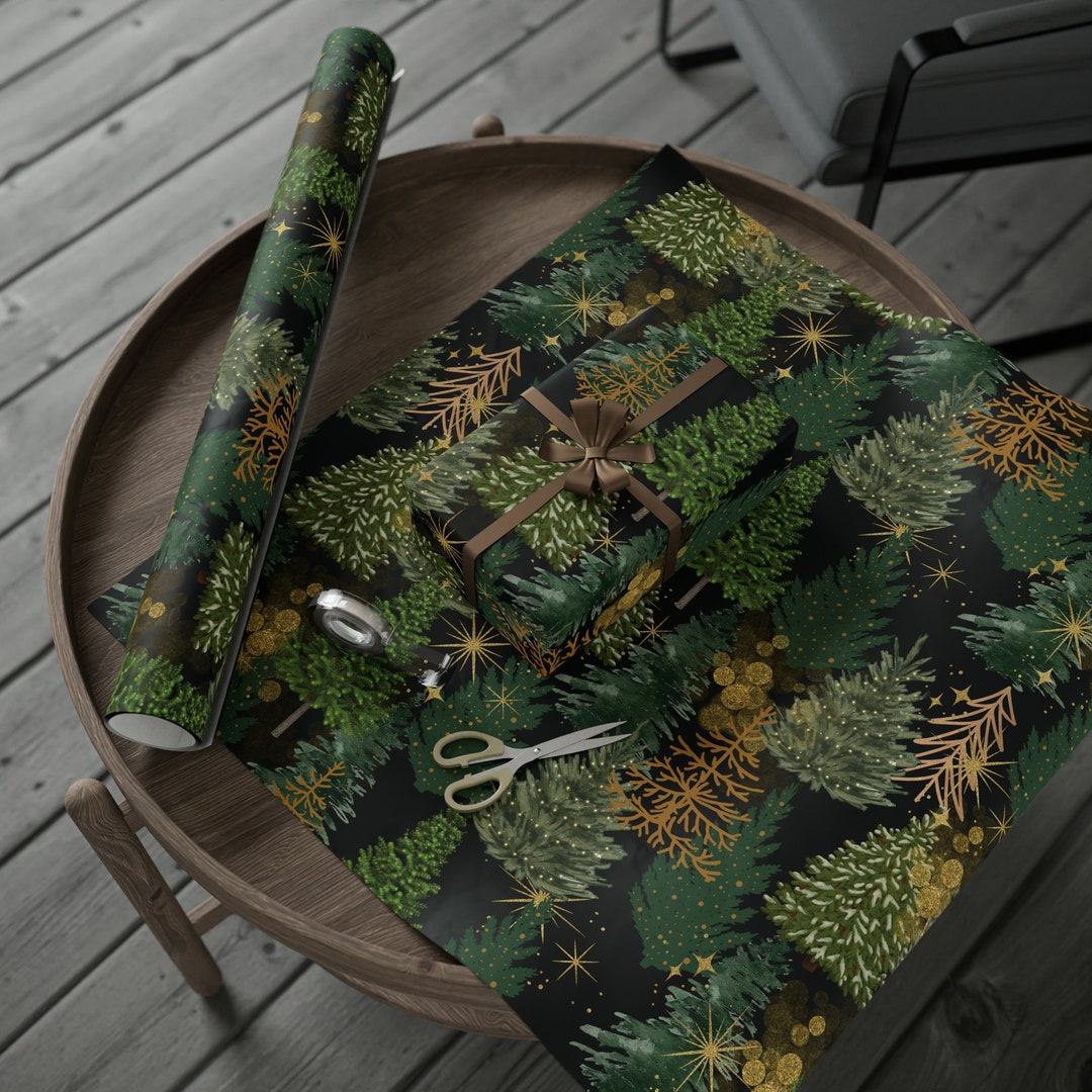 Christmas Tree Forest Wrapping Paper Evergreen Wrapping Pine Tree Gift ...