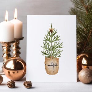 Christmas Card Pine Tree| Christmas Tree Card Set| Holiday Card| Winter ...
