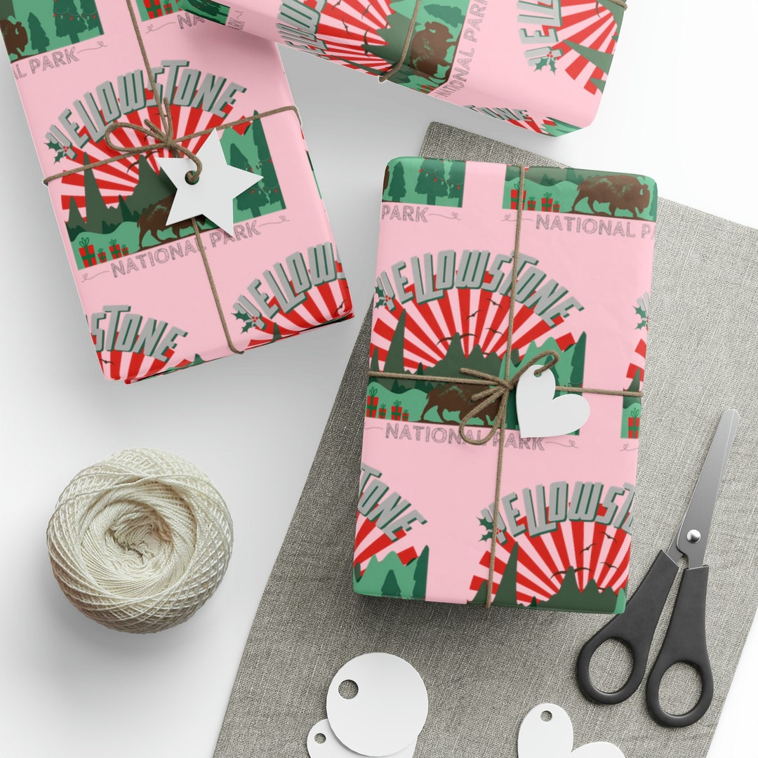 Yellowstone Park Pink Christmas Gift Wrapping Paper |yellowstone ...