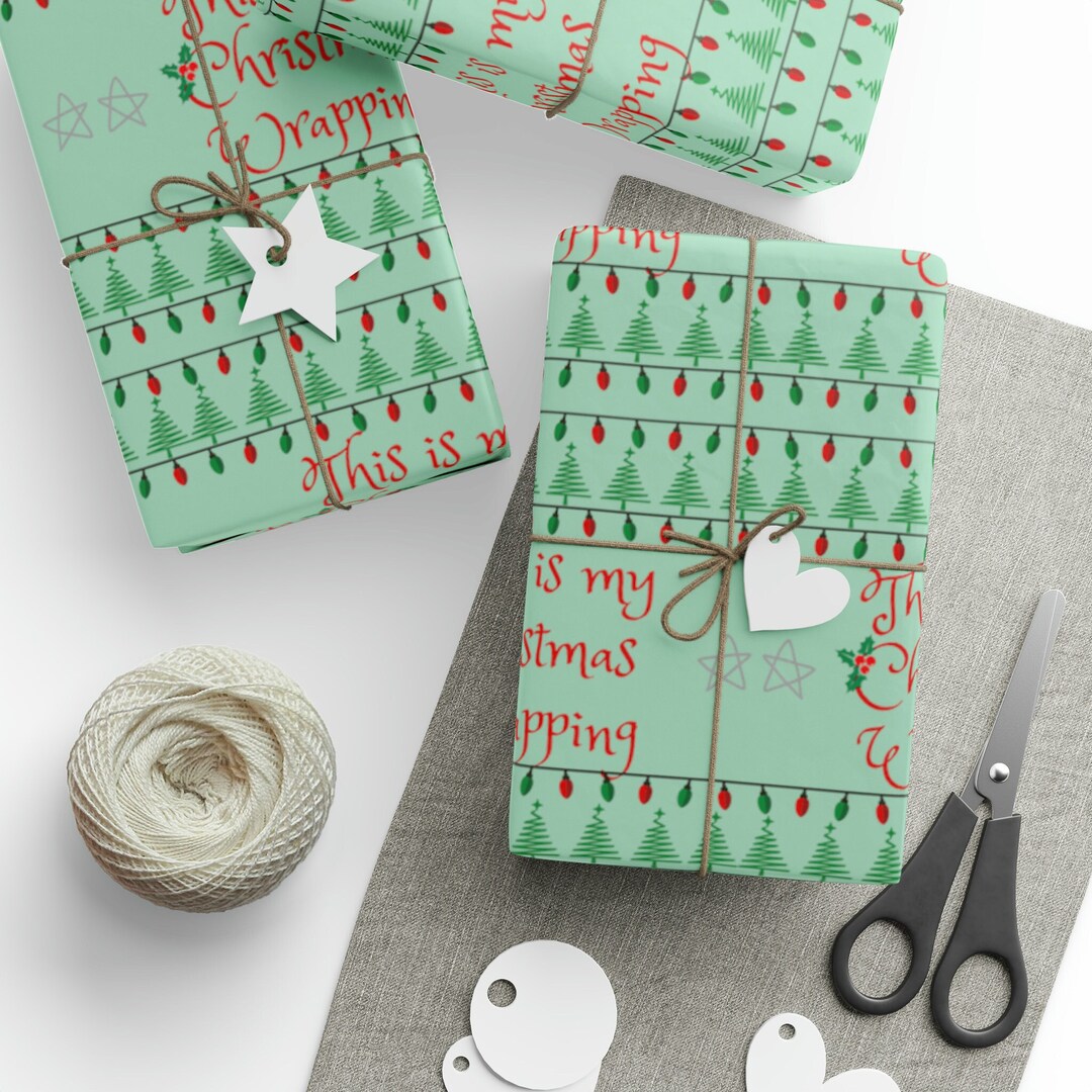 Sage Christmas Tree Gift Wrap green Christmas Gift Wrapping - Etsy