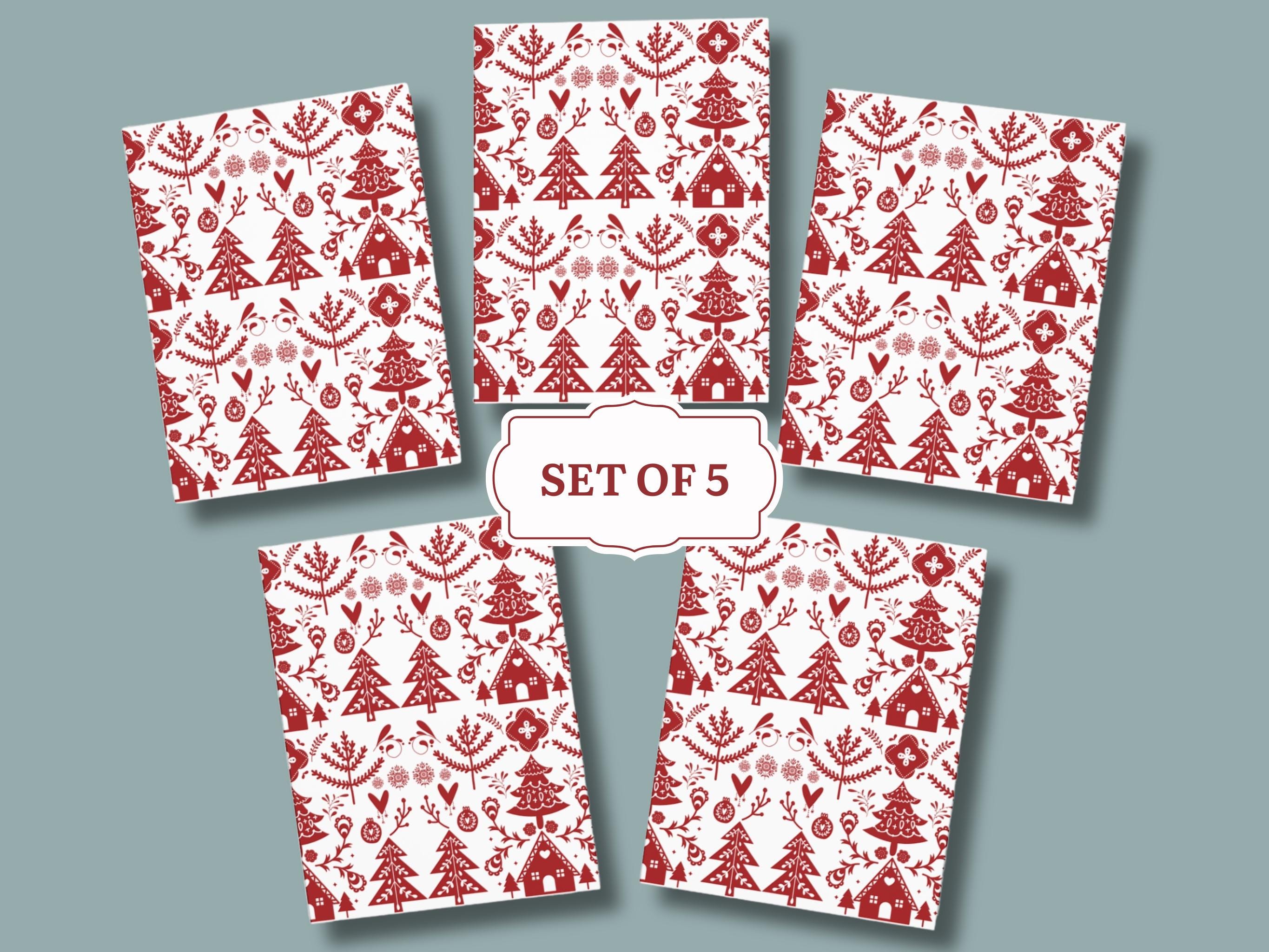 Christmas Greeting Card Set, Norwegian Folk Art Scandinavian Design ...