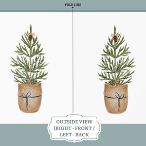 Christmas Card Pine Tree| Christmas Tree Card Set| Holiday Card| Winter ...