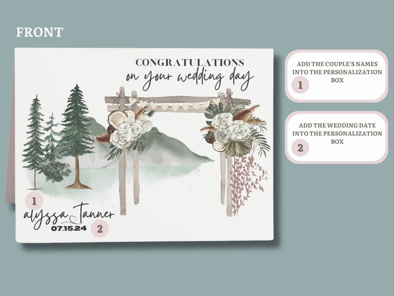 Personalized Woodland Wedding Card, Custom Mountain Forest Wedding Card ...