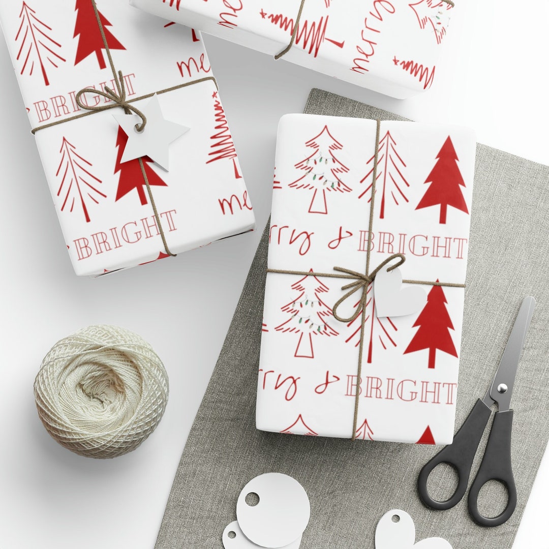 Christmas Wrapping Paper christmas Tree Gift Wrap merry & - Etsy