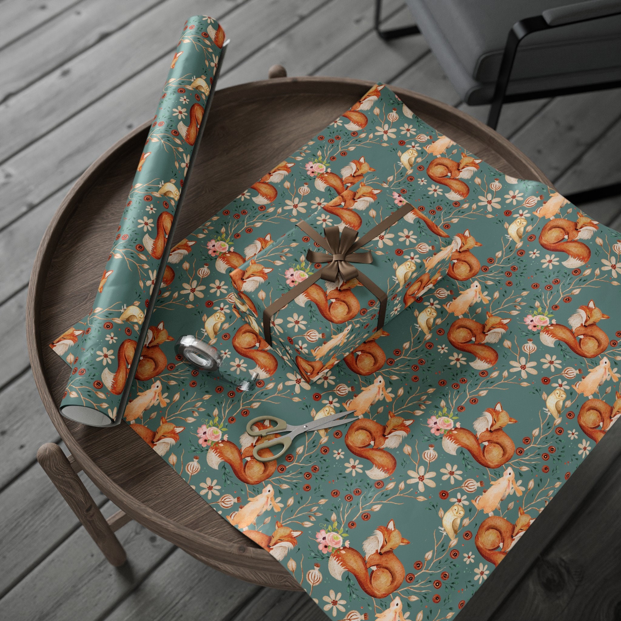 Woodland Animals Wrapping Paper New Baby Wrap Baby Shower Gift Wrap ...