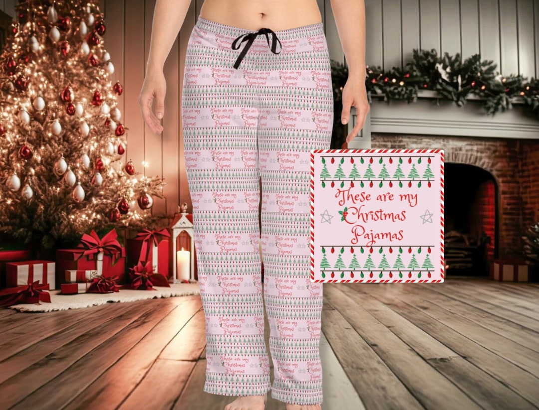Women's Pink Christmas Tree Pajama Pants christmas Sleepwear Her xmas ...
