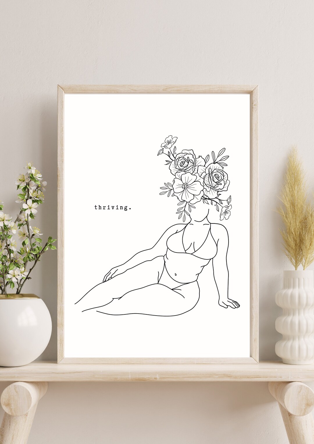 Empowering Body Positive Line Art: Female Figure Art Print, Minimalist ...