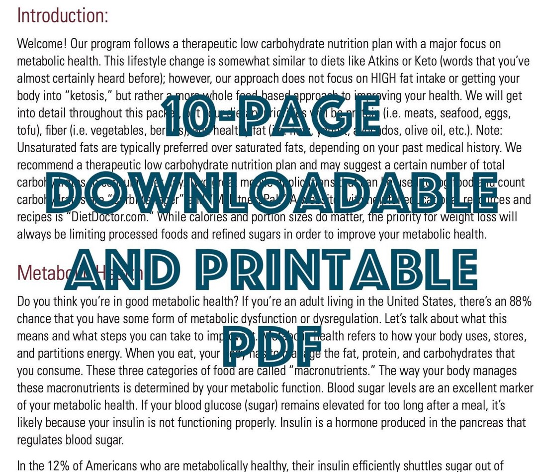 Weight Loss Resource Guide Introduction to Metabolic Health 10 Page ...
