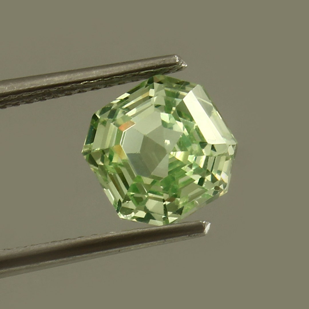 AAA Nice Luster Flawless Ceylon Green Spinel Loose Asscher Cut Gemstone ...