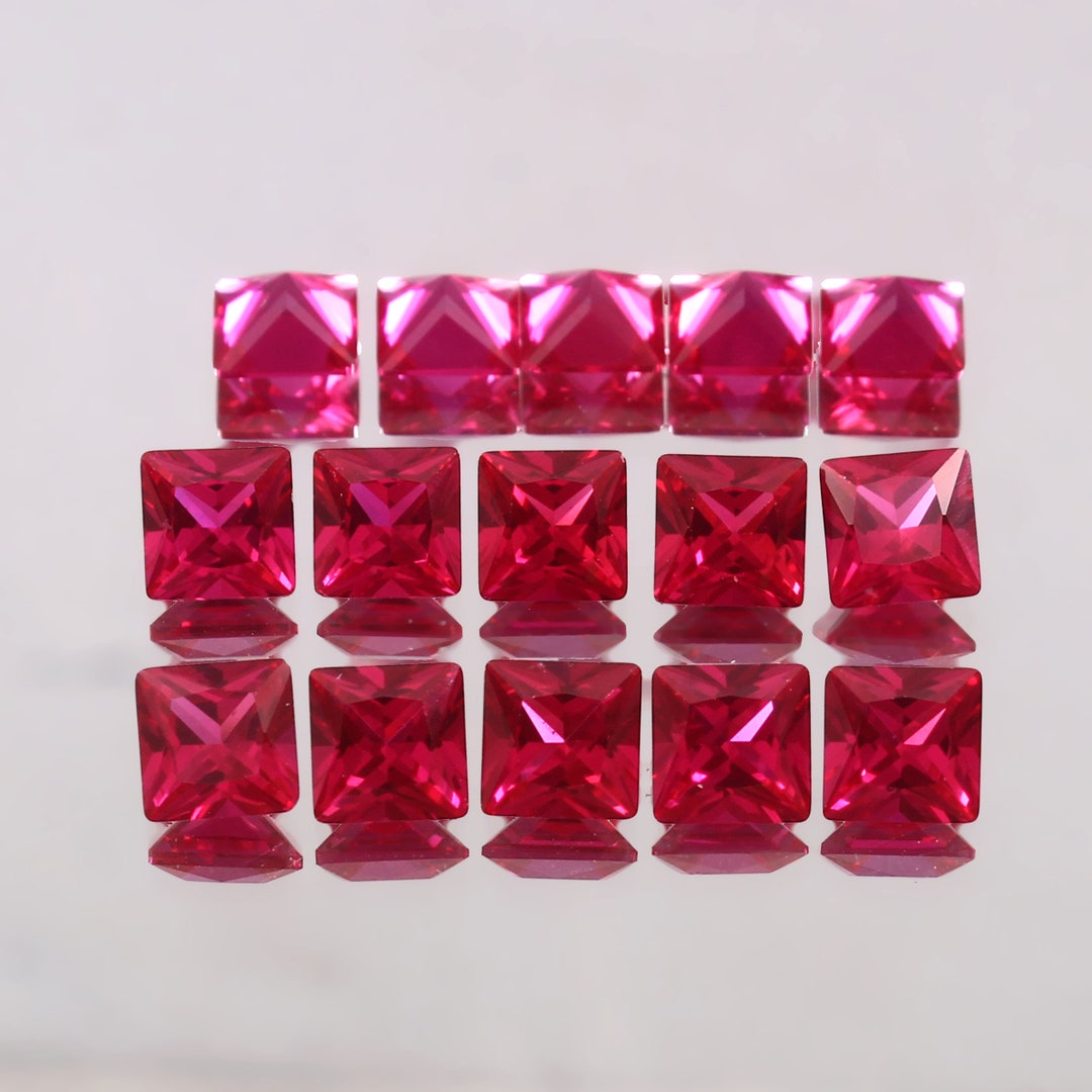 AAA 5x5 MM Ravishing & Breathtaking Pegion Red Burma Ruby Loose Square ...