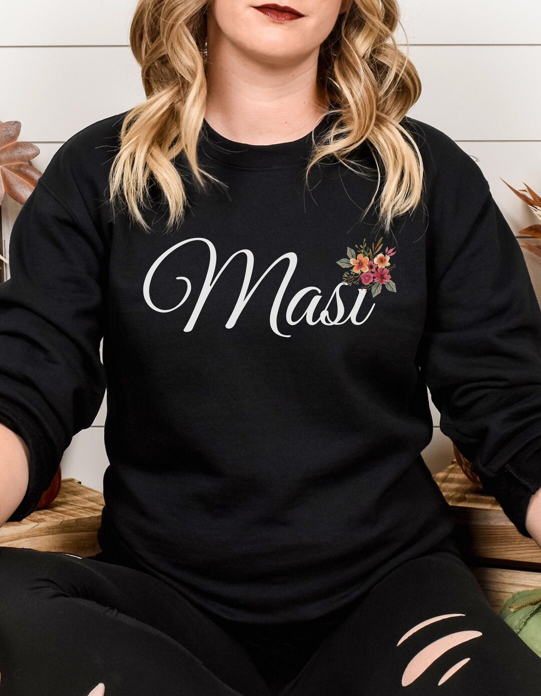 Masi Aunt Floral Sweatshirt Masi Birthday T First Time Masi Khala Mausi ...
