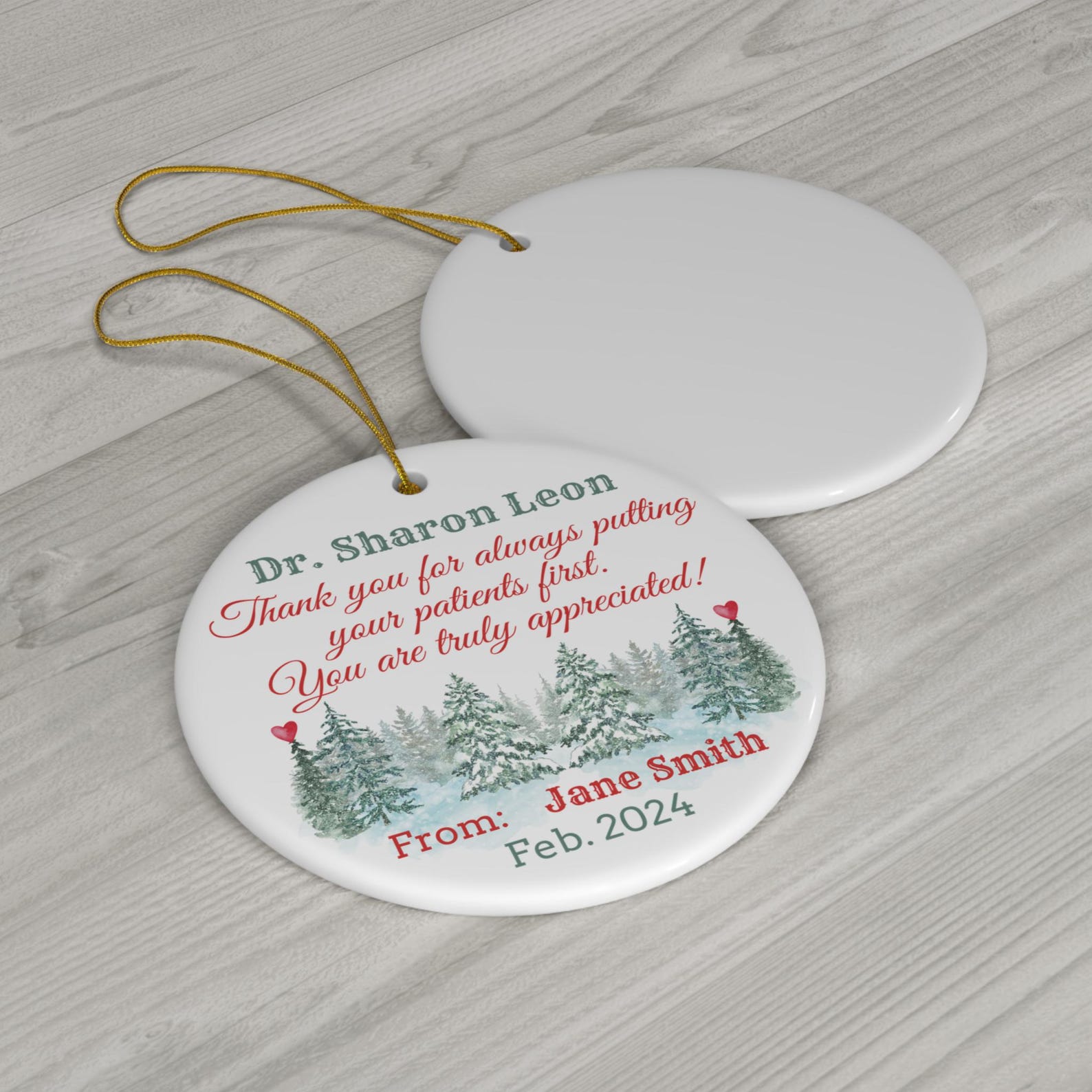 Christmas Personalized Thank You Ornament Resident Dr Caregiver Gift ...