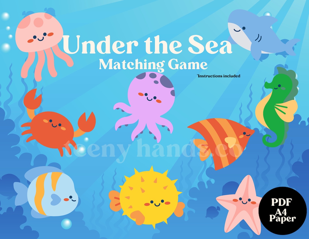 Sea Animals Matching Game Printable Toddler Preschool - Etsy