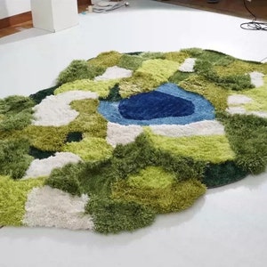Realistic 3d Large Moss Rug With Pond Meadow Rug Garden - Etsy