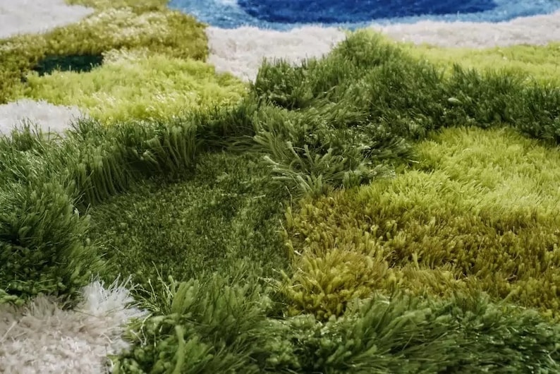 Realistic 3d Large Moss Rug With Pond Meadow Rug Garden - Etsy