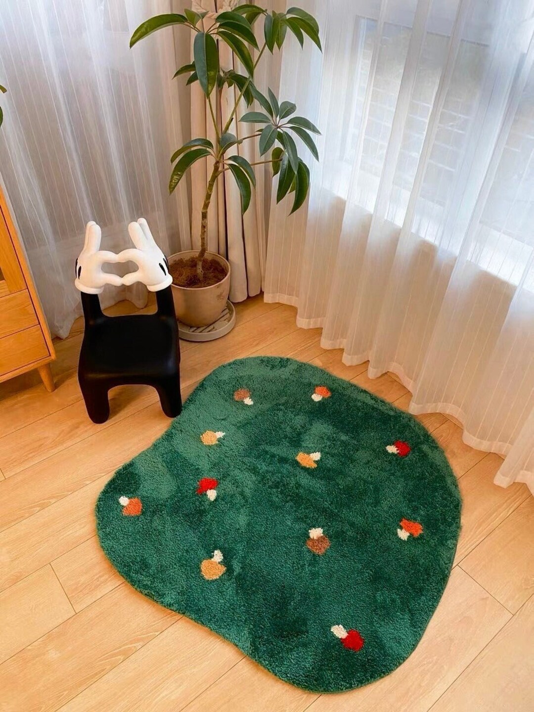 Forest Moss Rug With Mushrooms Irregular Rug, Garden Rug, Mushroom Rug ...