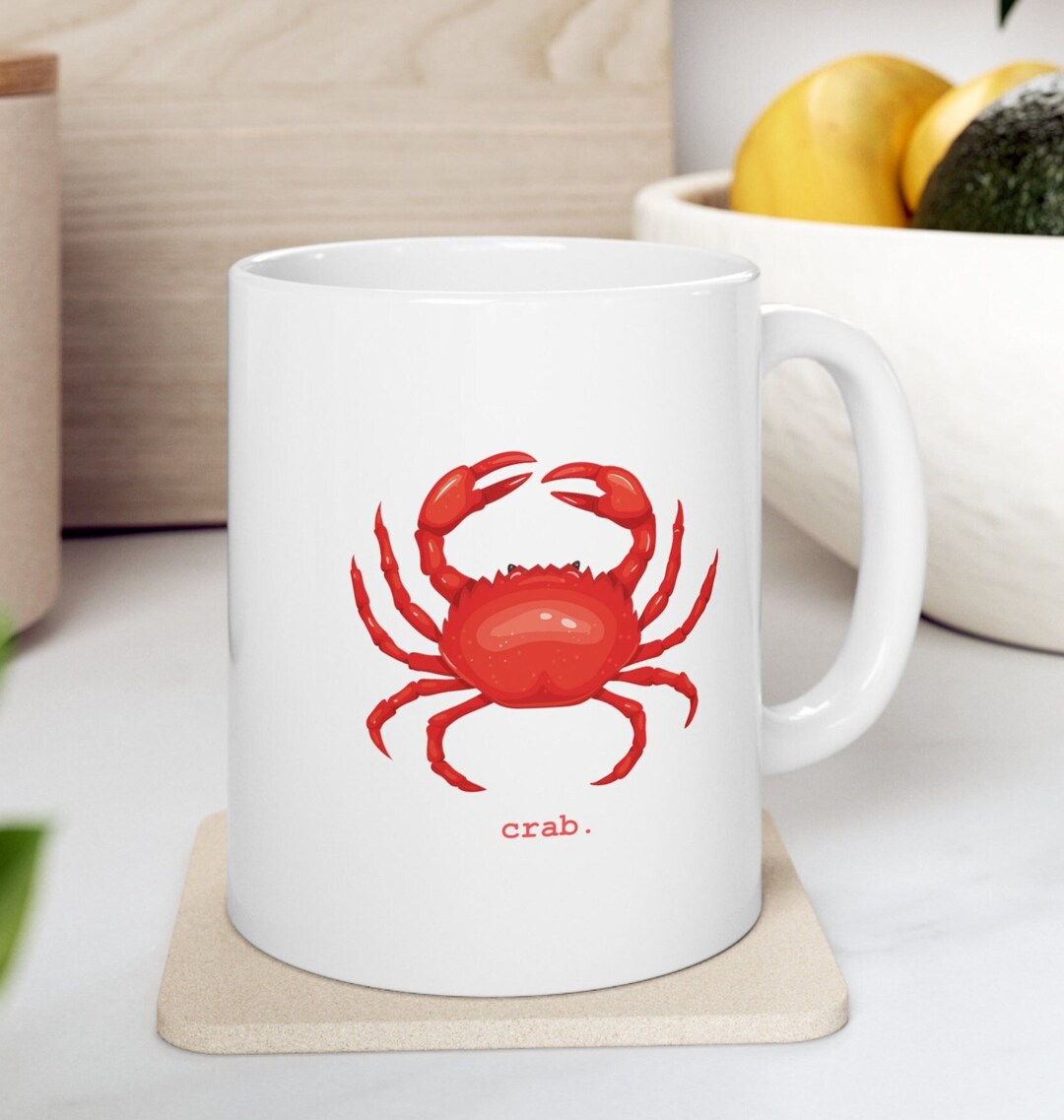 Red Crab Mug, 11 Oz Coffee/tea/hot Cocoa Mug, Beach House Gift, Coastal ...