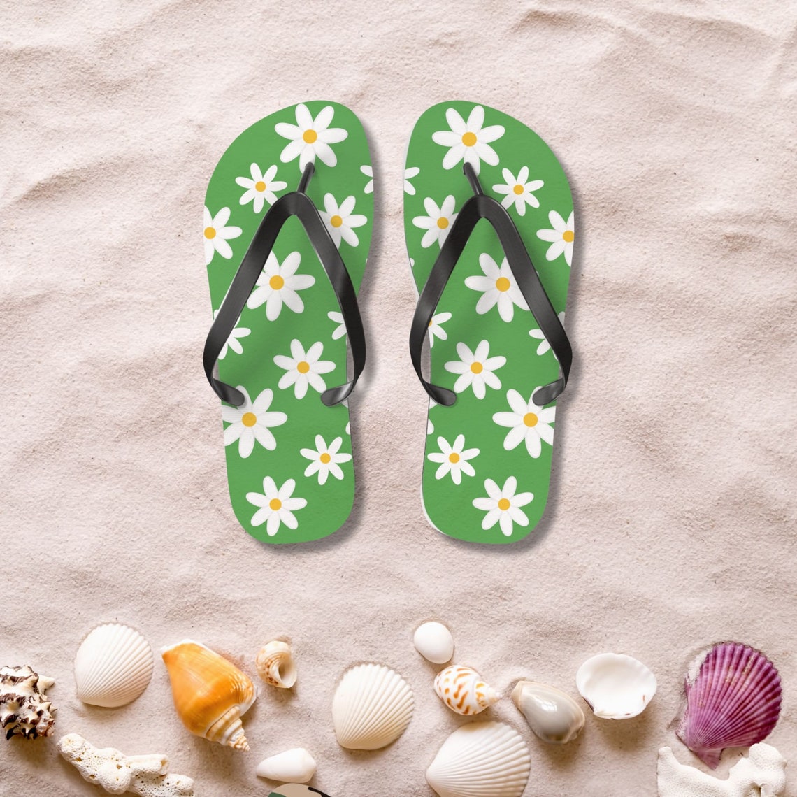 Daisy Flip Flops, Summer Casual Footwear, Pool and Spa Sandals, Cute ...