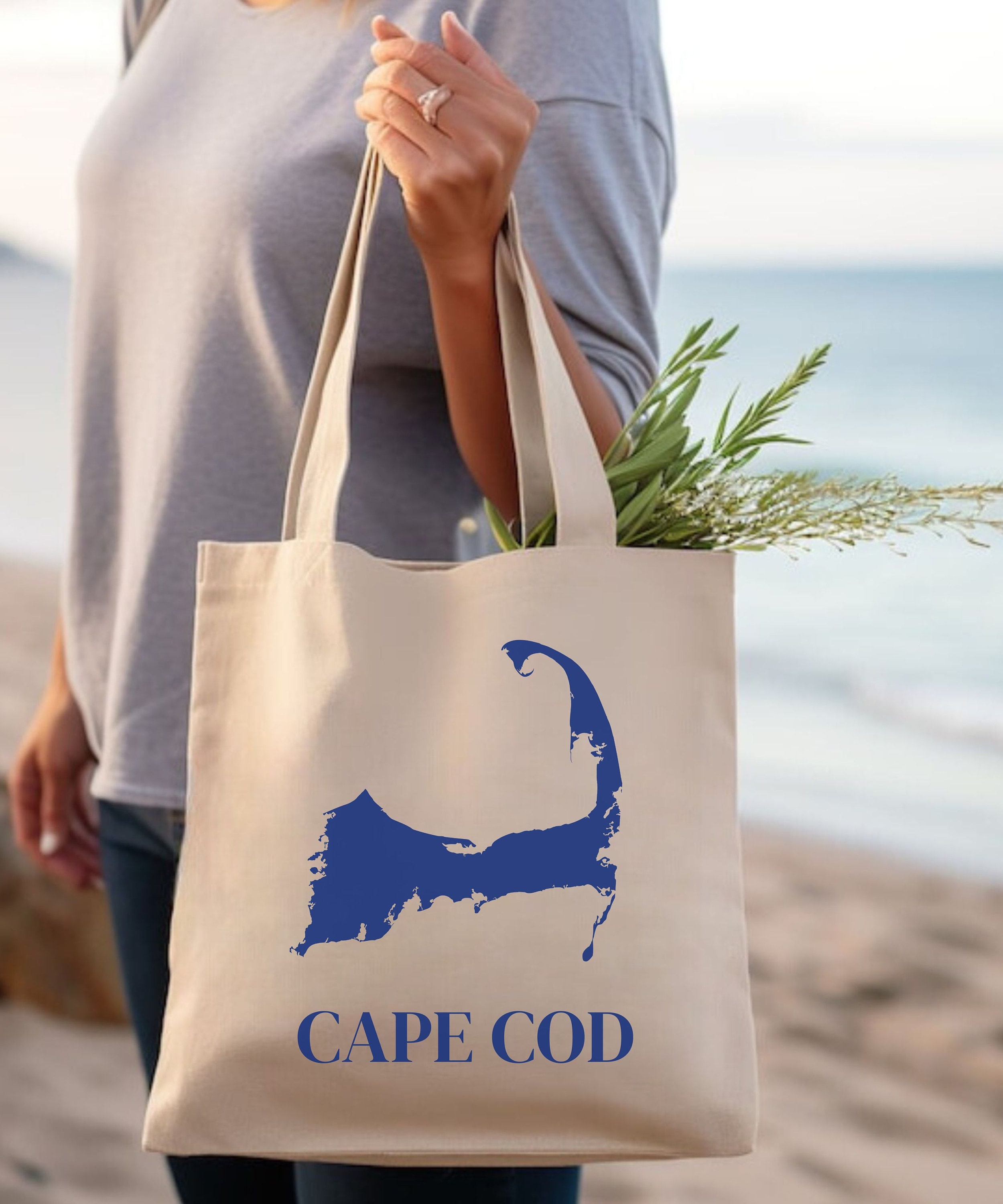 Cape Cod Cotton Canvas Tote Bag, Cape and Islands Beach House Gift ...