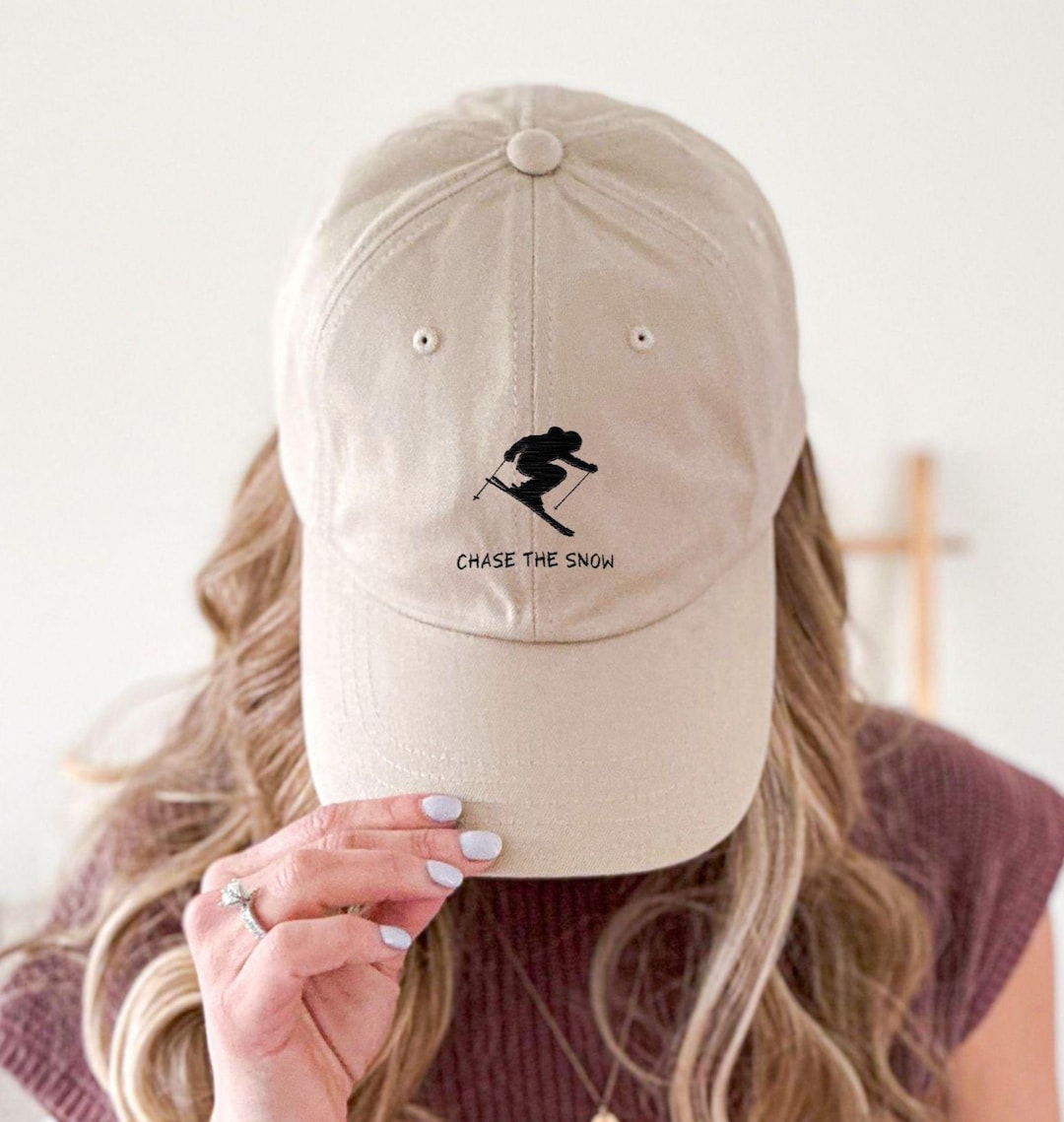 Embroidered Skier Classic Cap, Chase the Snow, Ball Cap for Skiers, Hat ...