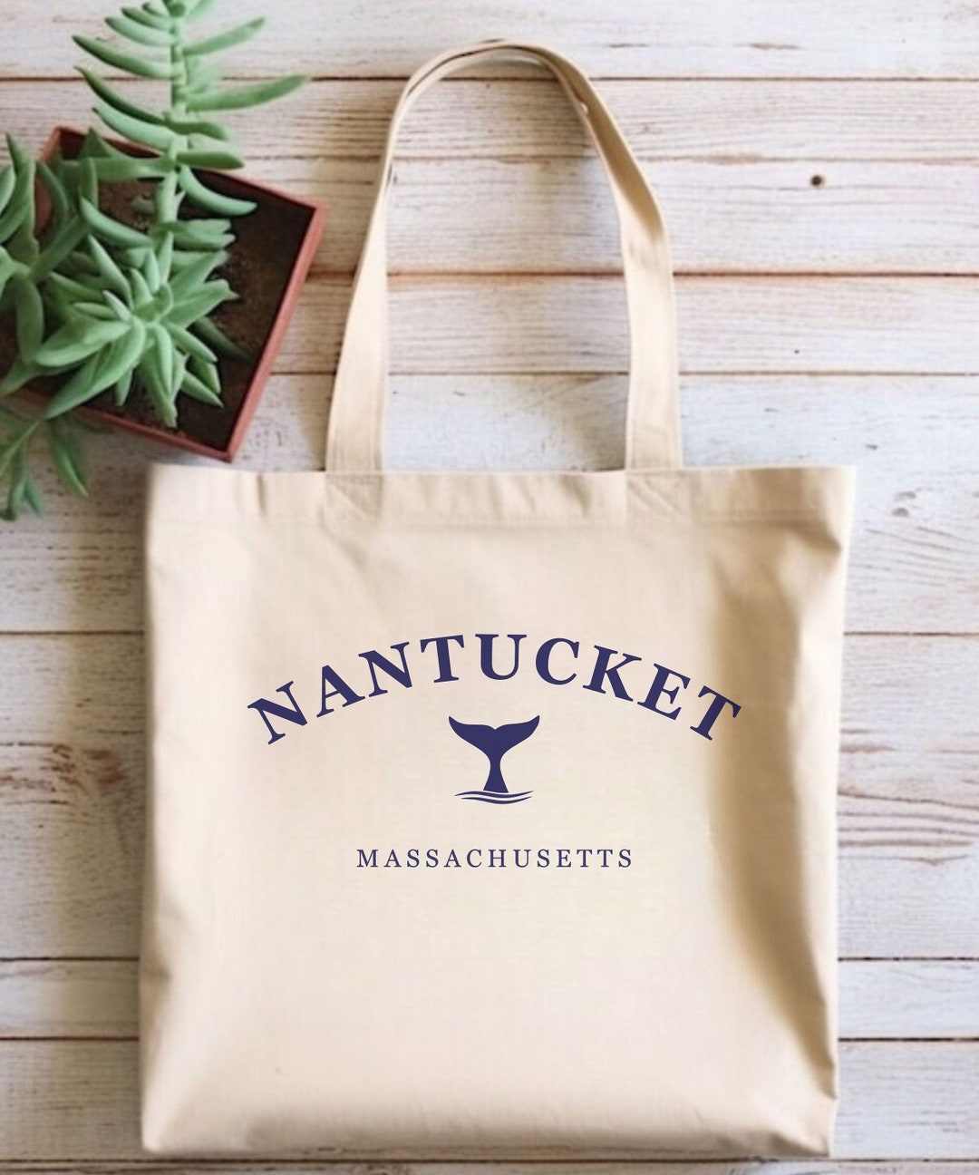 Nantucket Whale Tail Cotton Canvas Tote Bag, Beach House Tote, Summer ...