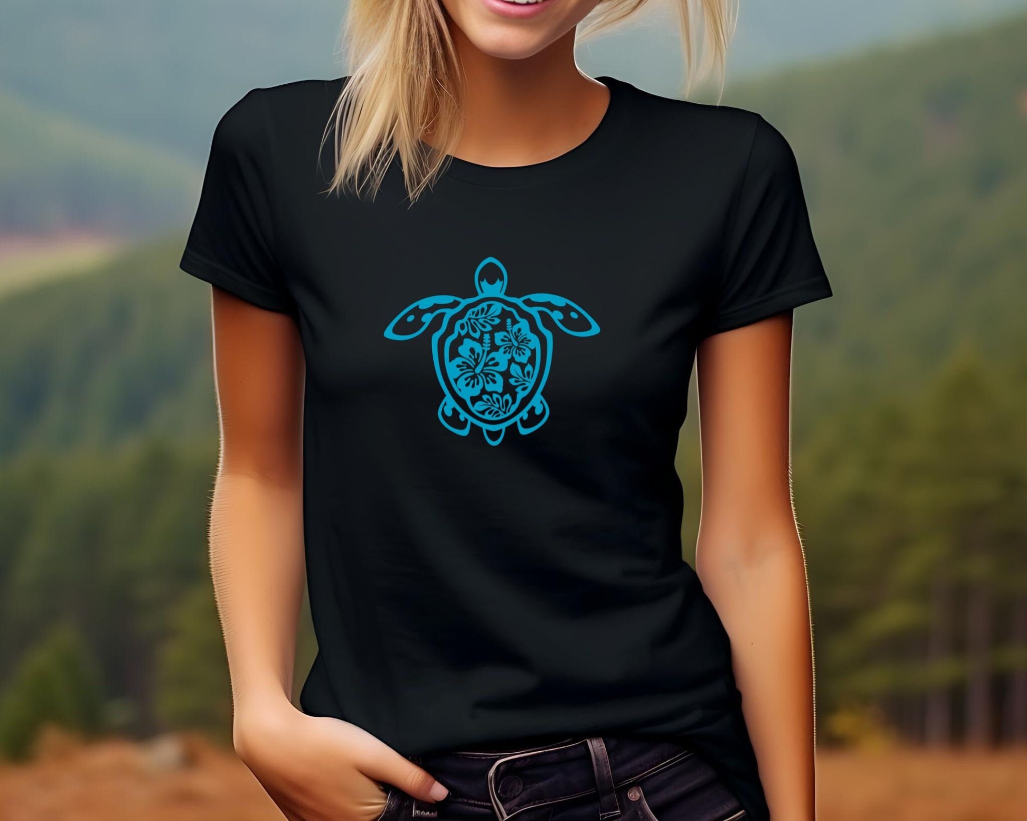 Sea Turtle Hibiscus Tropical Beach Vacation Unisex T-shirt, Cute ...