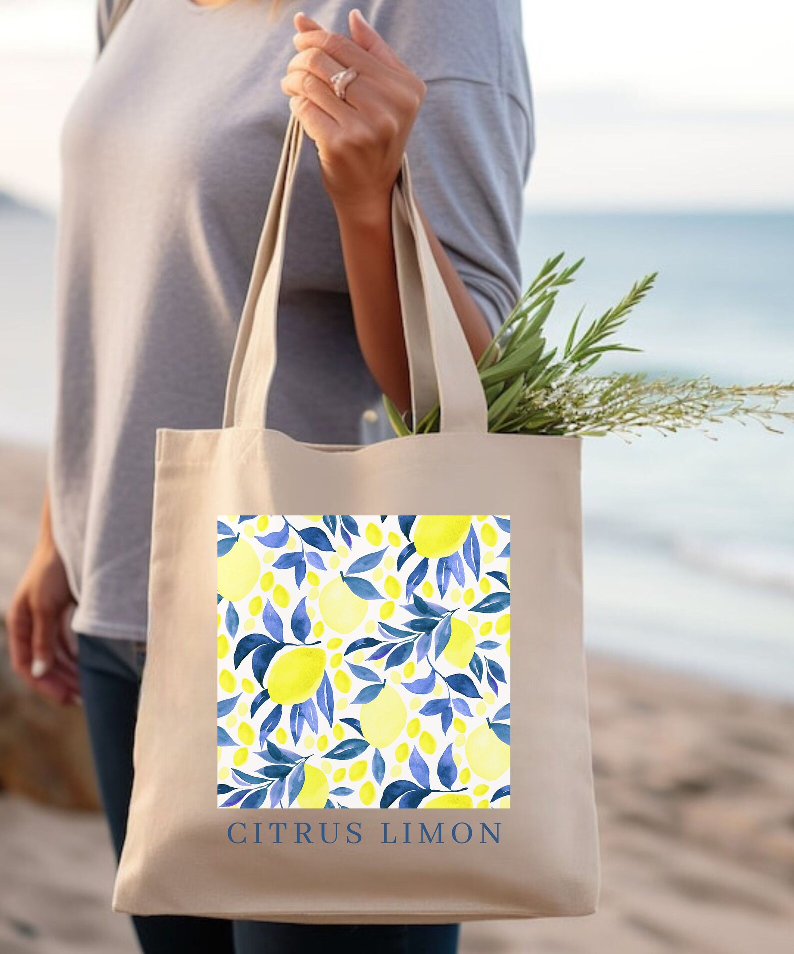 Citrus Limon Cotton Canvas Tote Bag, Lemon Shopping Bag, Summer ...