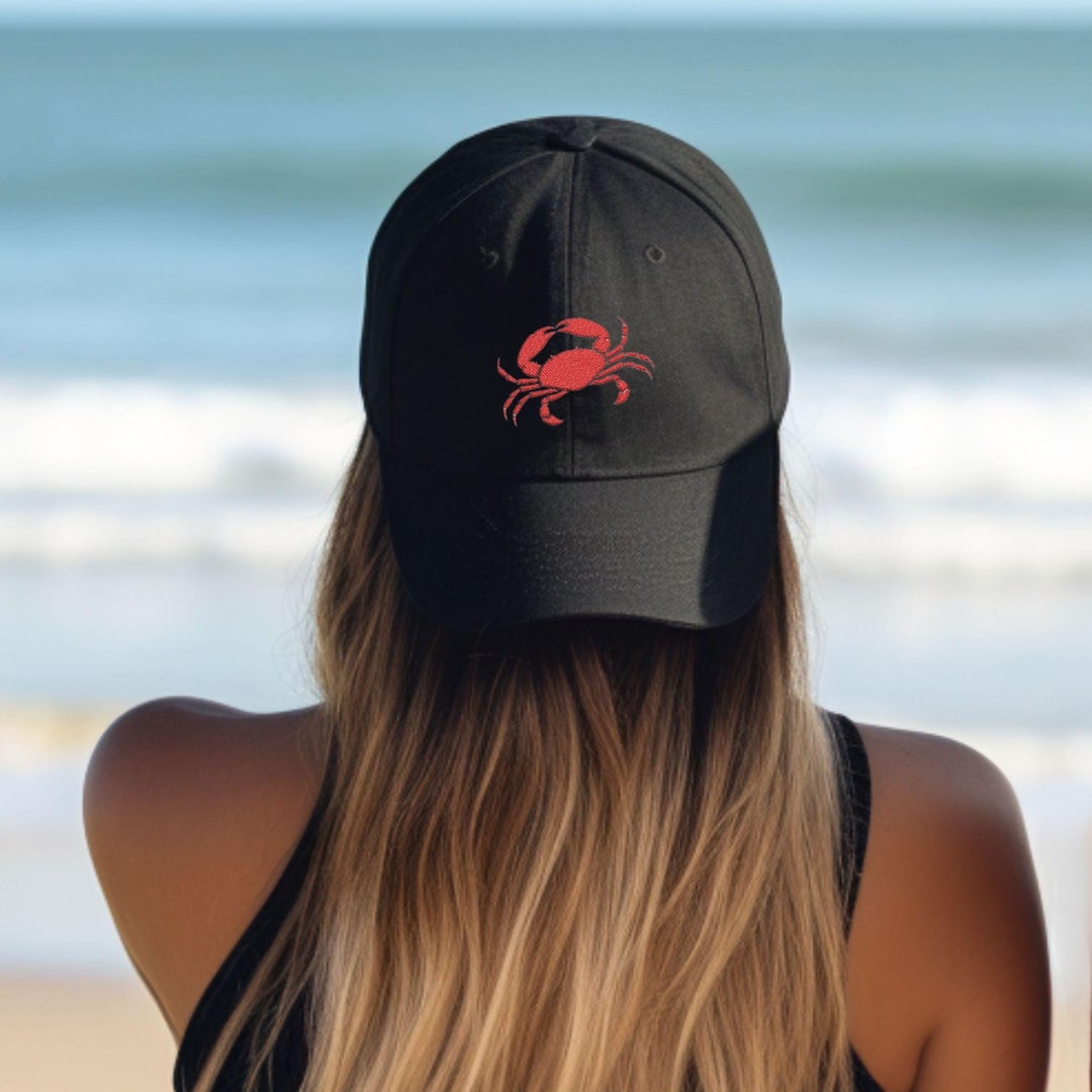Red Crab Embroidered Hat, Classic Baseball Cap, Beach Vacation Hat ...