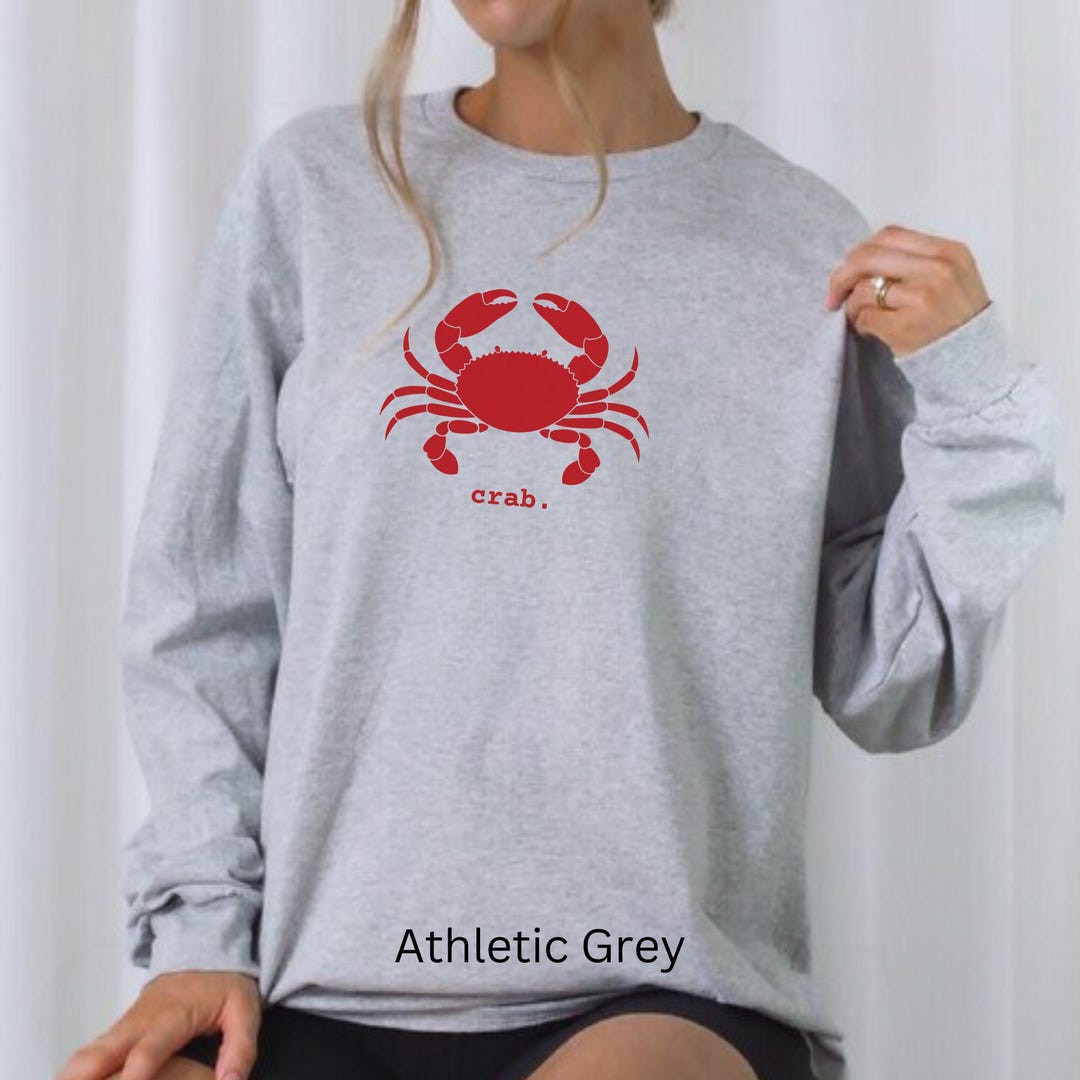 Red Crab Long Sleeve Tee, Beach Vacation Shirt, Gift for Crab Lover ...