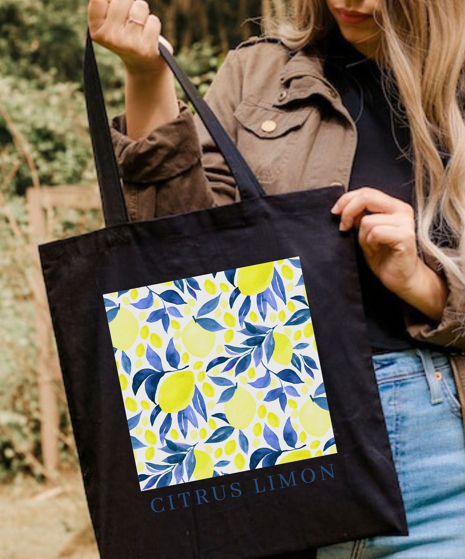 Citrus Limon Cotton Canvas Tote Bag, Lemon Shopping Bag, Summer ...