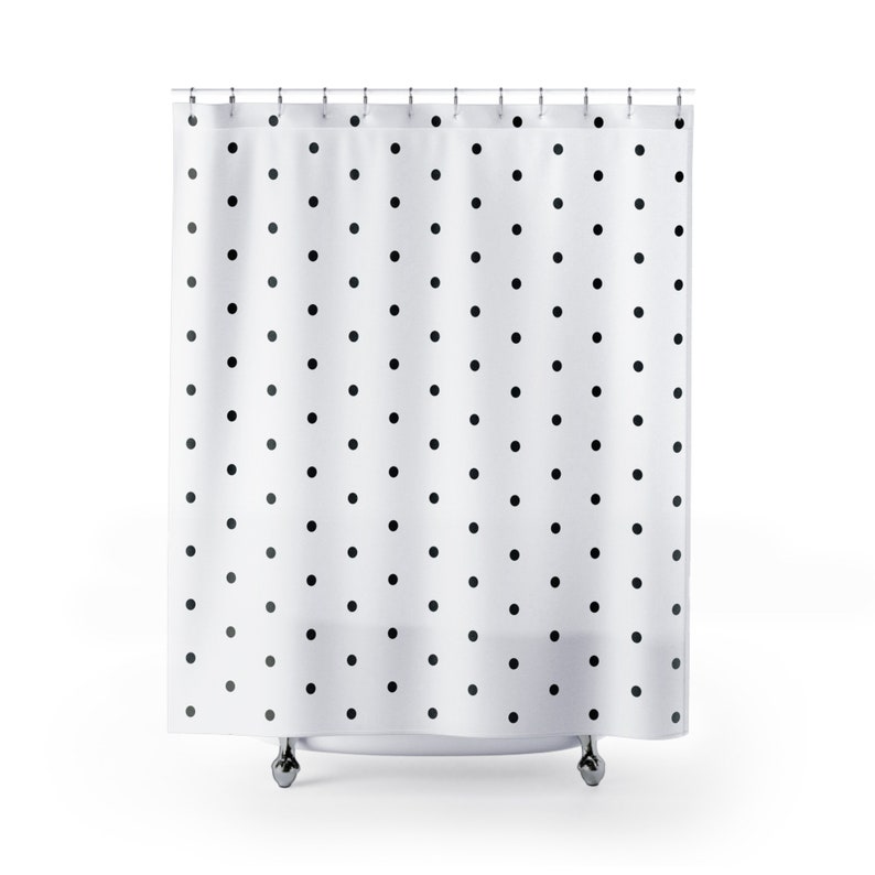 Black Polka Dot Fabric Shower Curtain, Home Redecorating, Black Dot ...