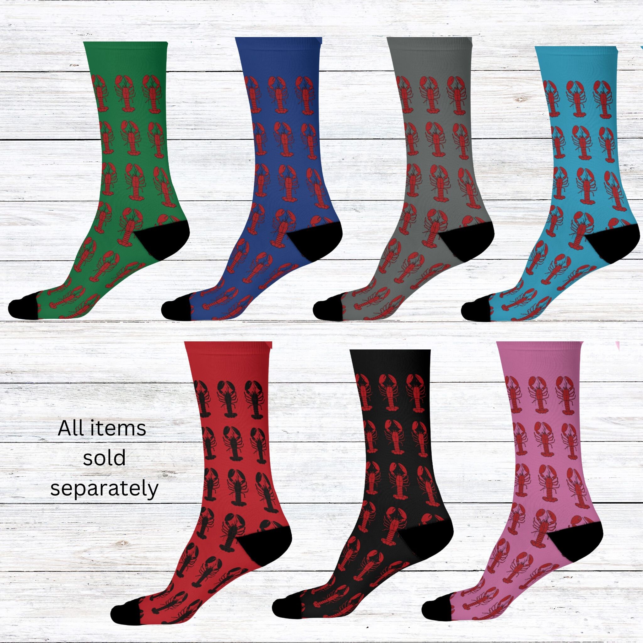 Lobster Cushioned Crew Socks, Novelty Socks for Women and Men, Lobster ...