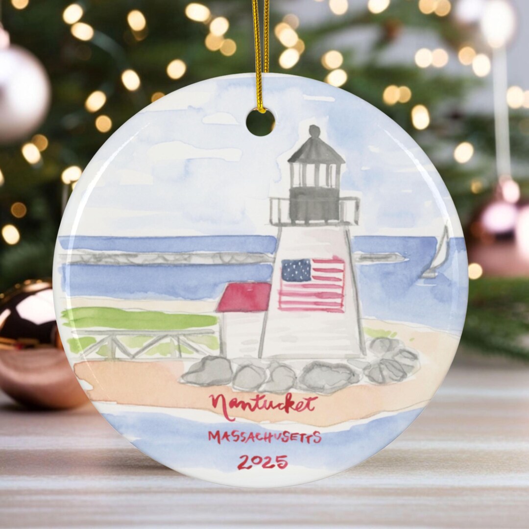 Nantucket Brant Point Lighthouse Ornament, Coastal Christmas Tree ...