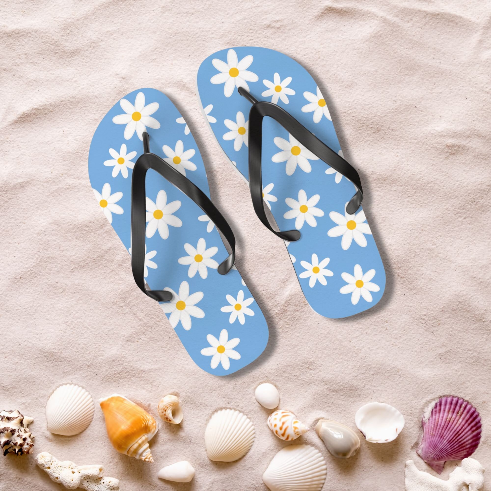 Daisy Flip Flops, Summer Casual Footwear, Pool and Spa Sandals, Cute ...