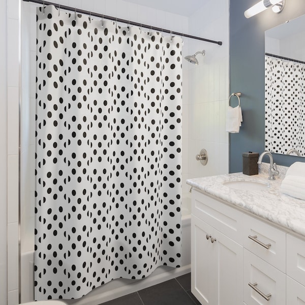 Polka Dot Black and White Shower Curtain - Etsy